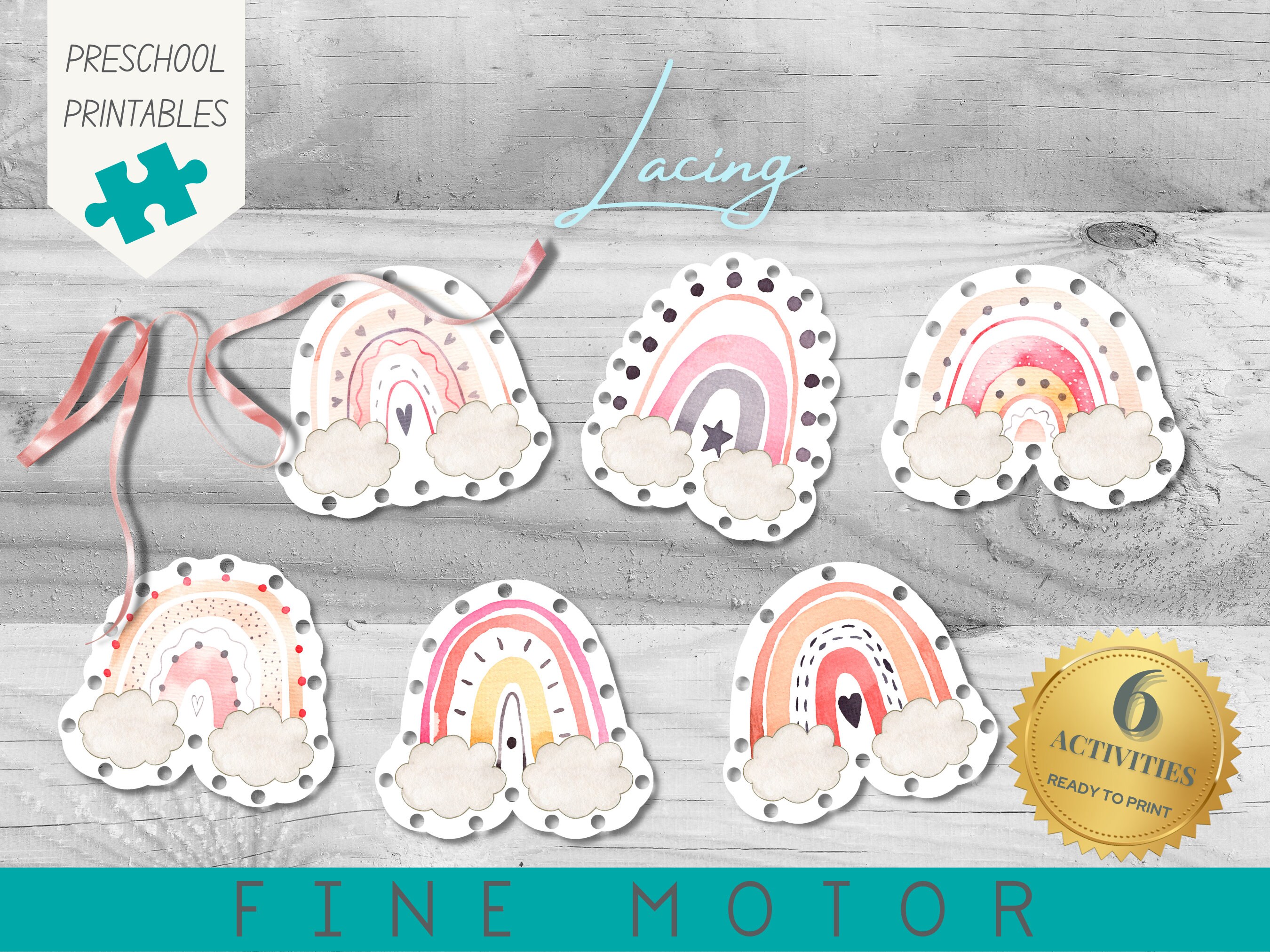 Rainbow Lacing Card Activity Preschool & Homeschool Montessori Fine ...