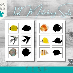 Fish Shadow Matching Preschool Activity | 12 Sets | 24 Cards | High ...