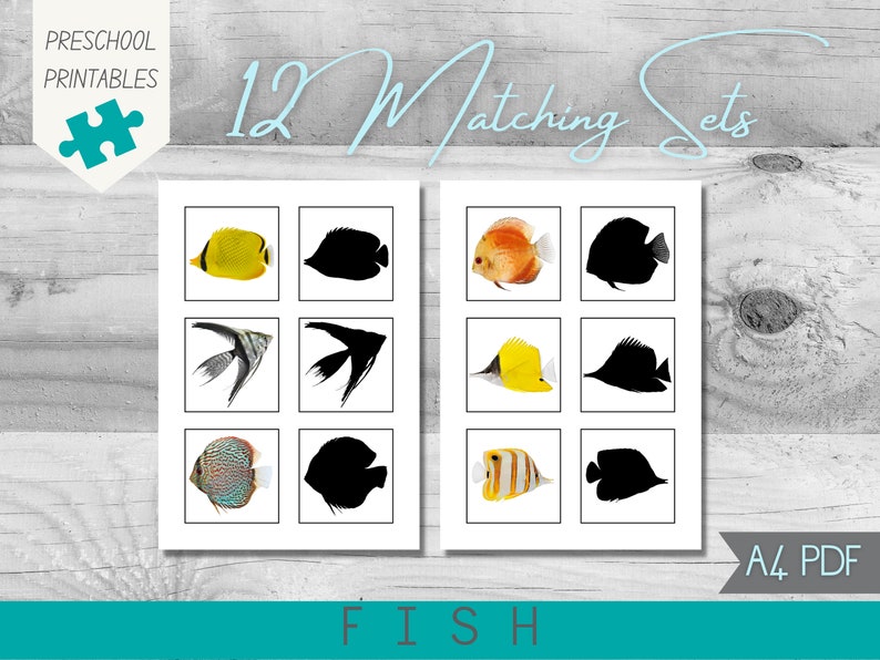 Fish Shadow Matching Preschool Activity | 12 Sets | 24 Cards | High ...