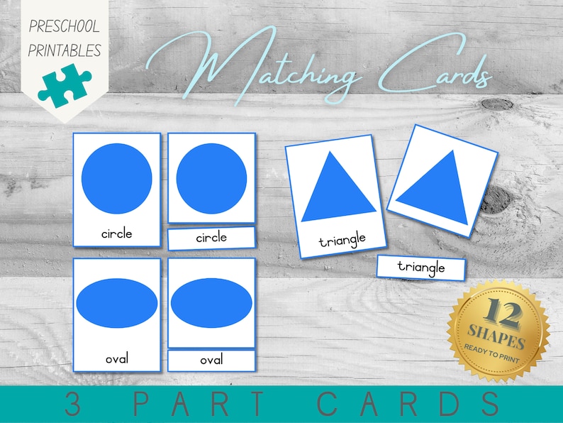 Matching Shapes 3 Part Cards PDF Printable - Etsy