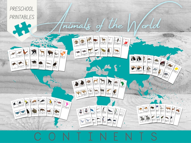 Montessori Continents | Animals of the World Bundle | Matching Cards ...