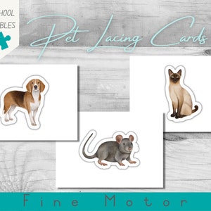 Pets Lacing Card Activity | Preschool & Homeschool | Montessori | Fine ...