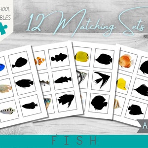 Fish Shadow Matching Preschool Activity | 12 Sets | 24 Cards | High ...