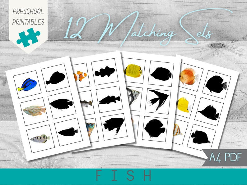 Fish Shadow Matching Preschool Activity | 12 Sets | 24 Cards | High ...