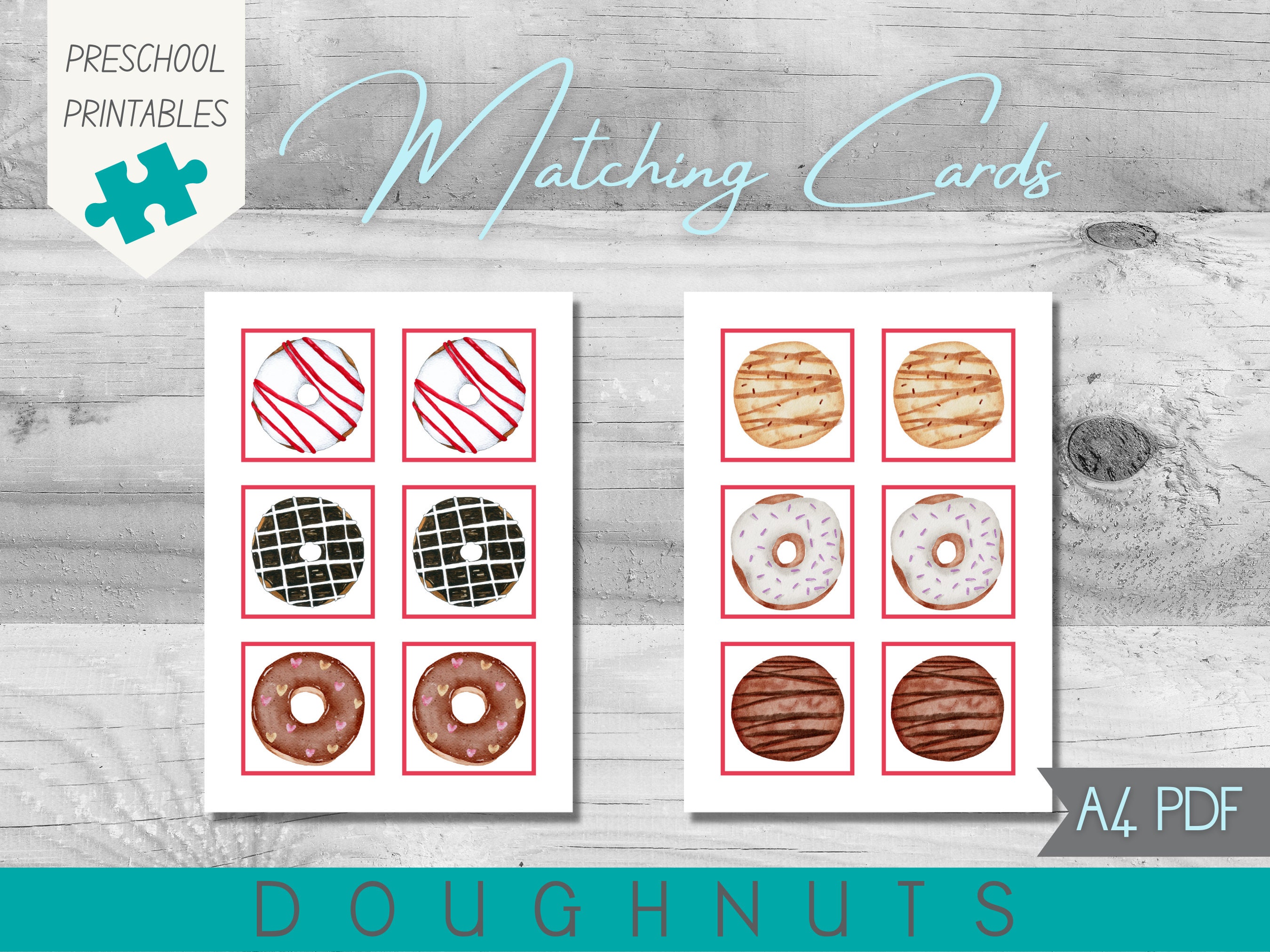 Doughnut Matching | Preschool Activity | 12 Sets | 24 Cards ...