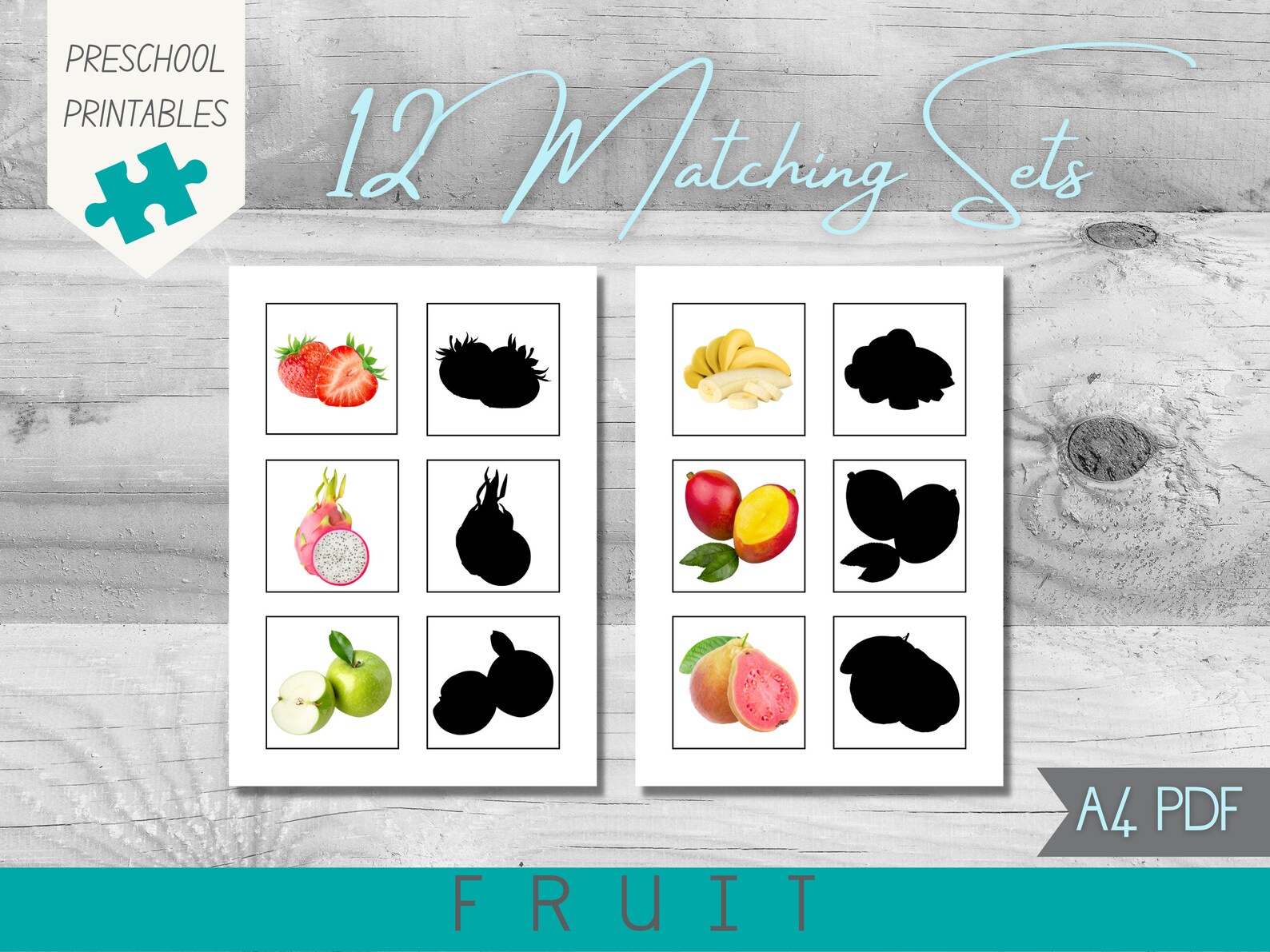 Fruit Shadow Matching Preschool Activity | 12 Sets | 24 Cards | High ...