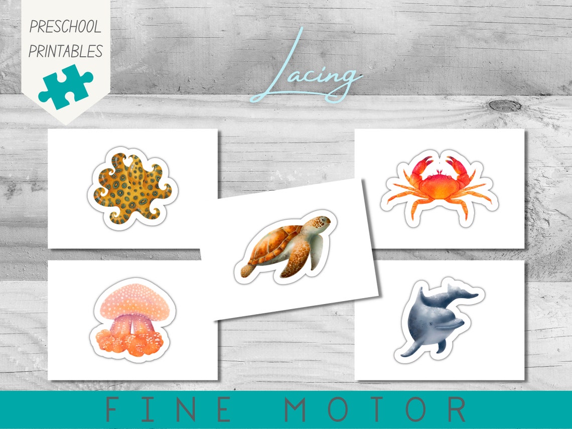 Sea Ocean Animals Lacing Card Activity | Preschool & Homeschool ...