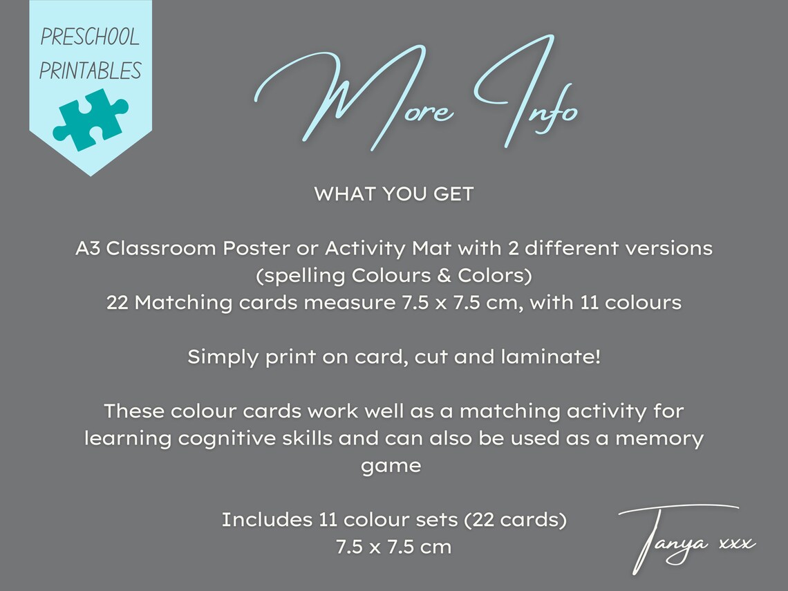 Colour Matching Activity & Poster Set PDF Printable - Etsy