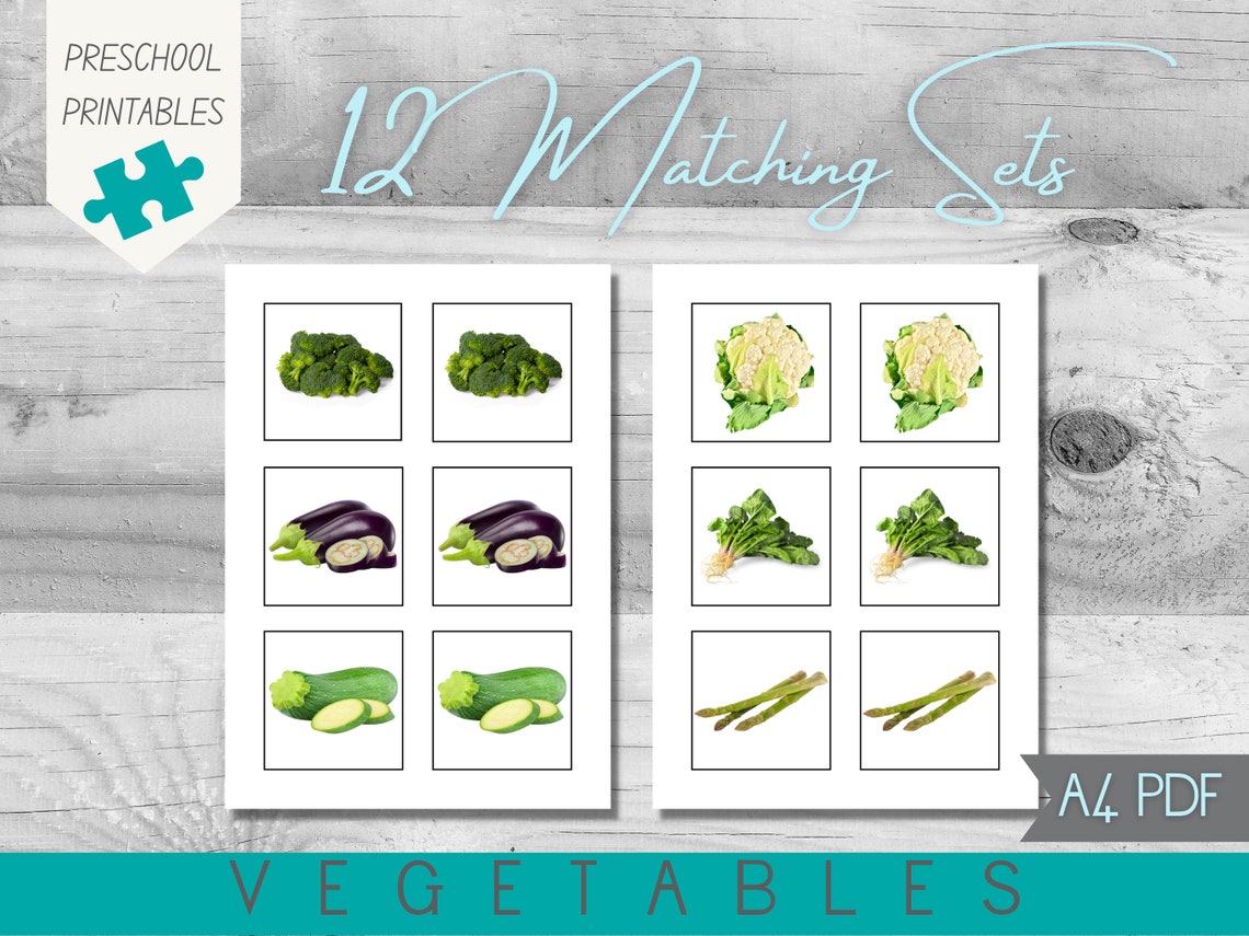 Vegetable Matching Preschool Activity | 12 Sets | 24 Cards | High ...