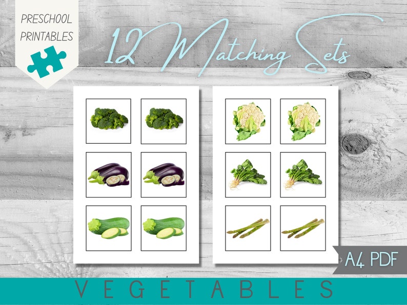 Vegetable Matching Preschool Activity | 12 Sets | 24 Cards | High ...