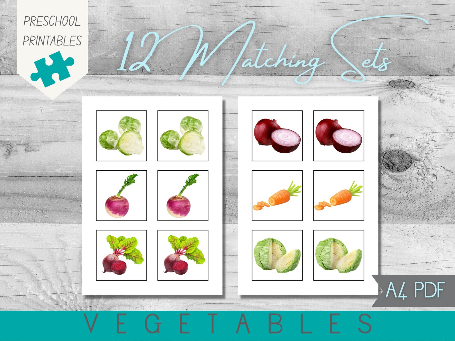 Vegetable Matching Preschool Activity | 12 Sets | 24 Cards | High ...