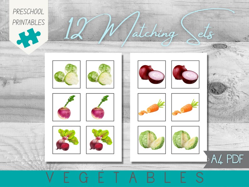 Vegetable Matching Preschool Activity | 12 Sets | 24 Cards | High ...