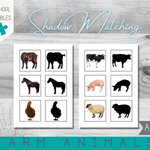 Farm Animal Shadow Matching Cards | 12 Sets | PDF Printable - Etsy
