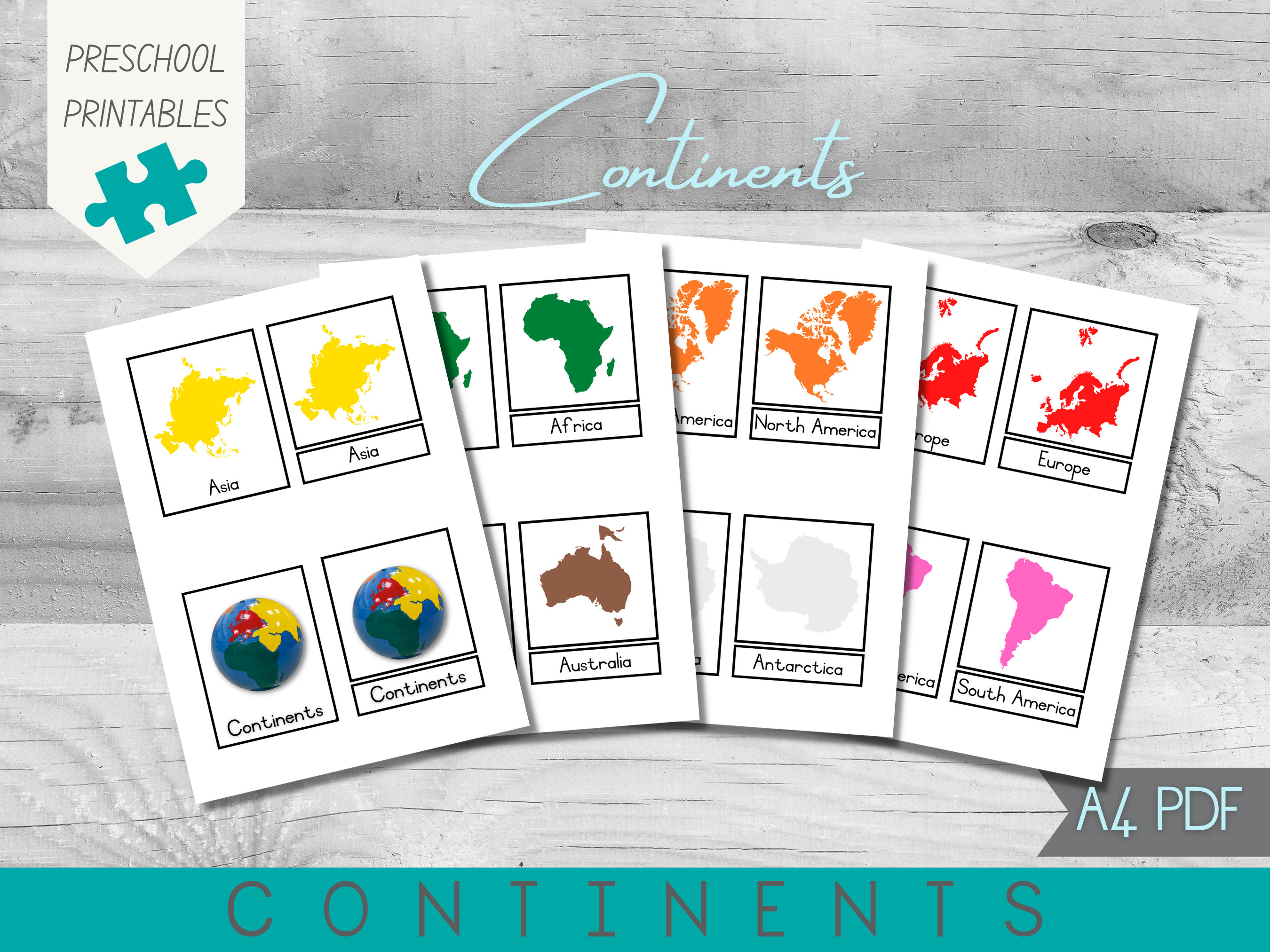 Montessori Continents | Animals of the World Bundle | Matching Cards ...