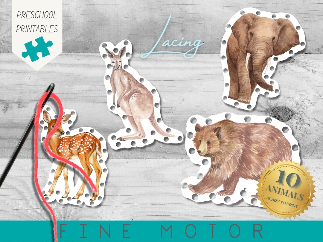 Wild Animals Lacing Card Activity | Preschool & Homeschool | Montessori ...