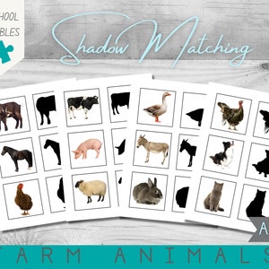 Farm Animal Shadow Matching Cards | 12 Sets | PDF Printable - Etsy