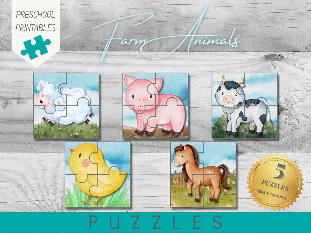 4 Pc Farm Puzzle | Toddler Activity | Cut and Paste Activity | PDF ...