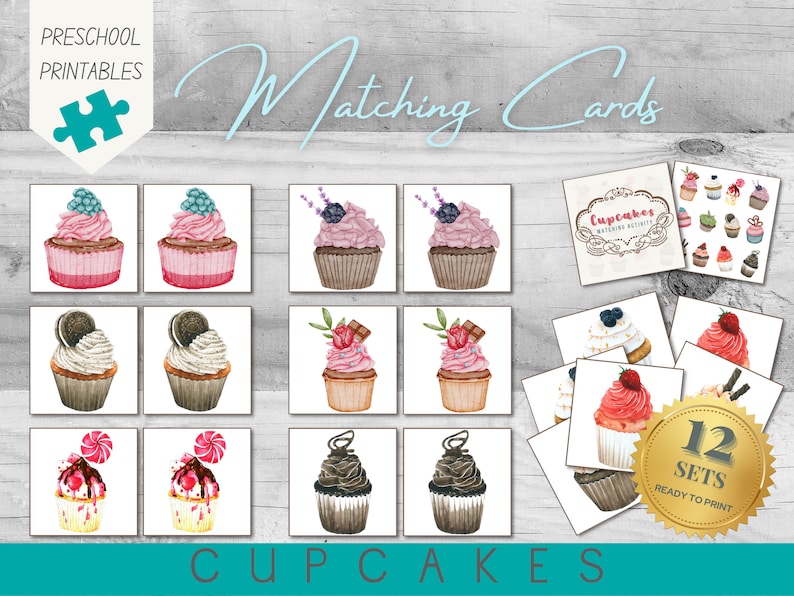 Cupcake Matching | Preschool Activity | 12 Sets | 24 Cards ...