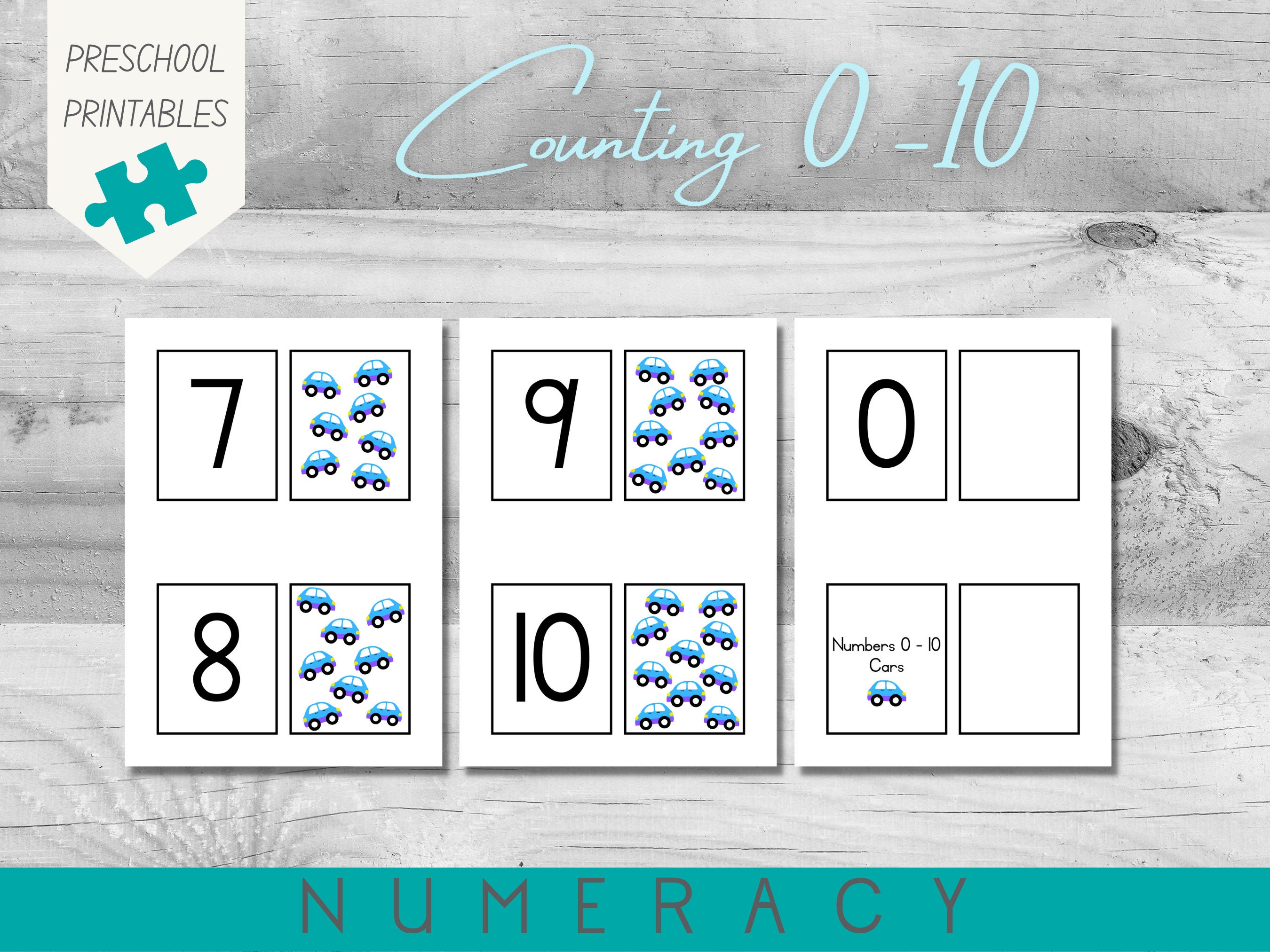 Preschool Counting Activity Matching Cards Numbers 0 10 PDF Printable ...