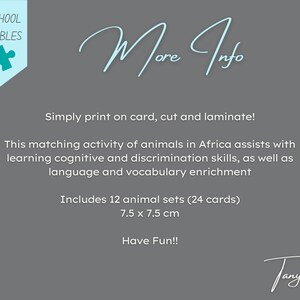African Animal Shadow Matching Cards | 12 Sets | PDF Printable - Etsy
