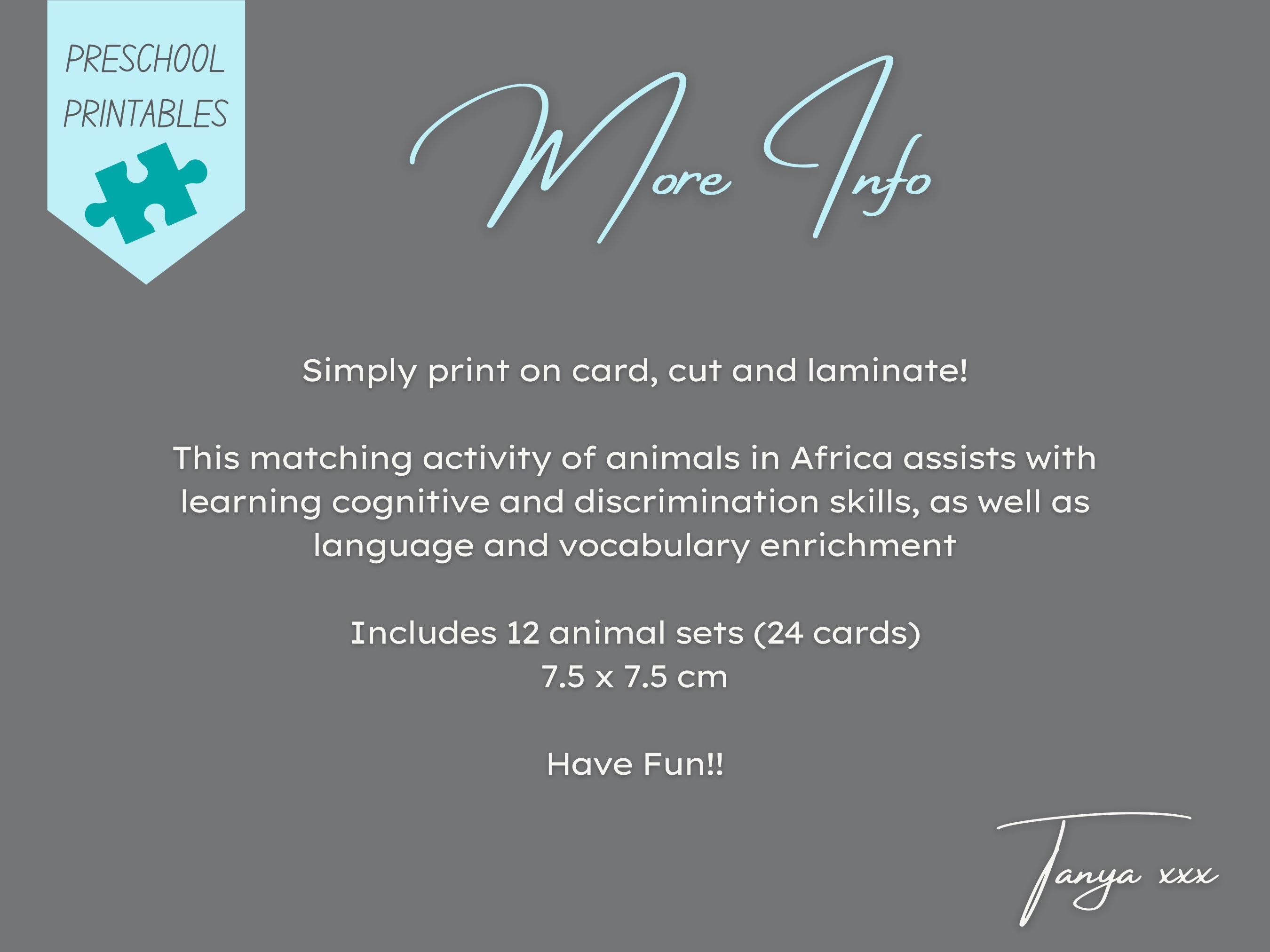 African Animal Shadow Matching Cards | 12 Sets | PDF Printable - Etsy