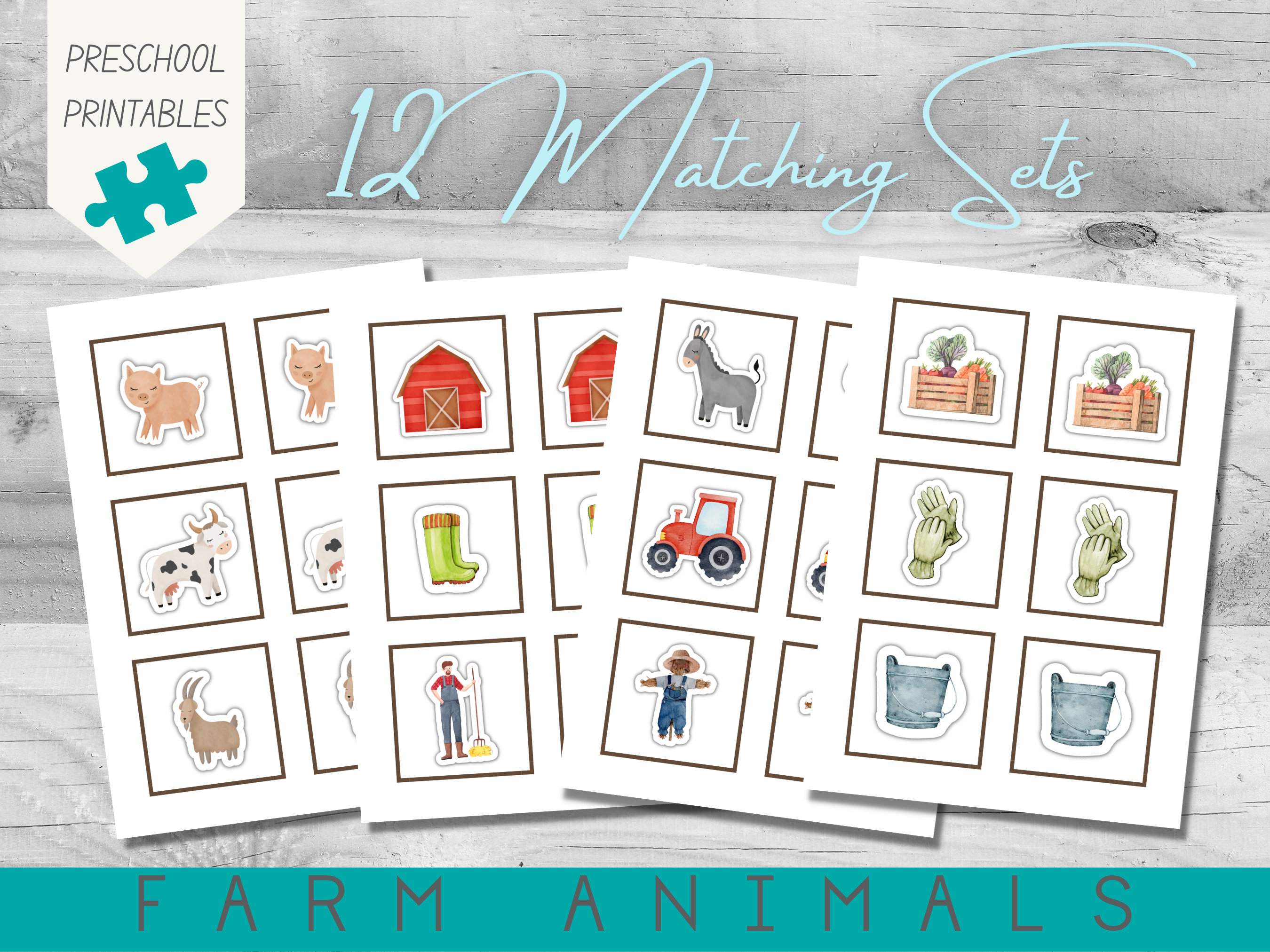 Farm Animals Matching Cards Activity | Homeschool and Preschool ...