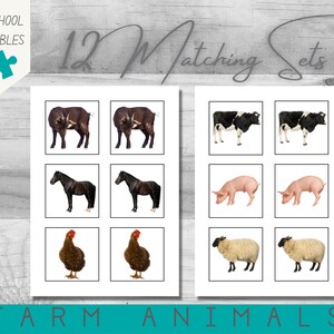 Farm Animal Matching Cards | 12 Sets | PDF Printable - Etsy