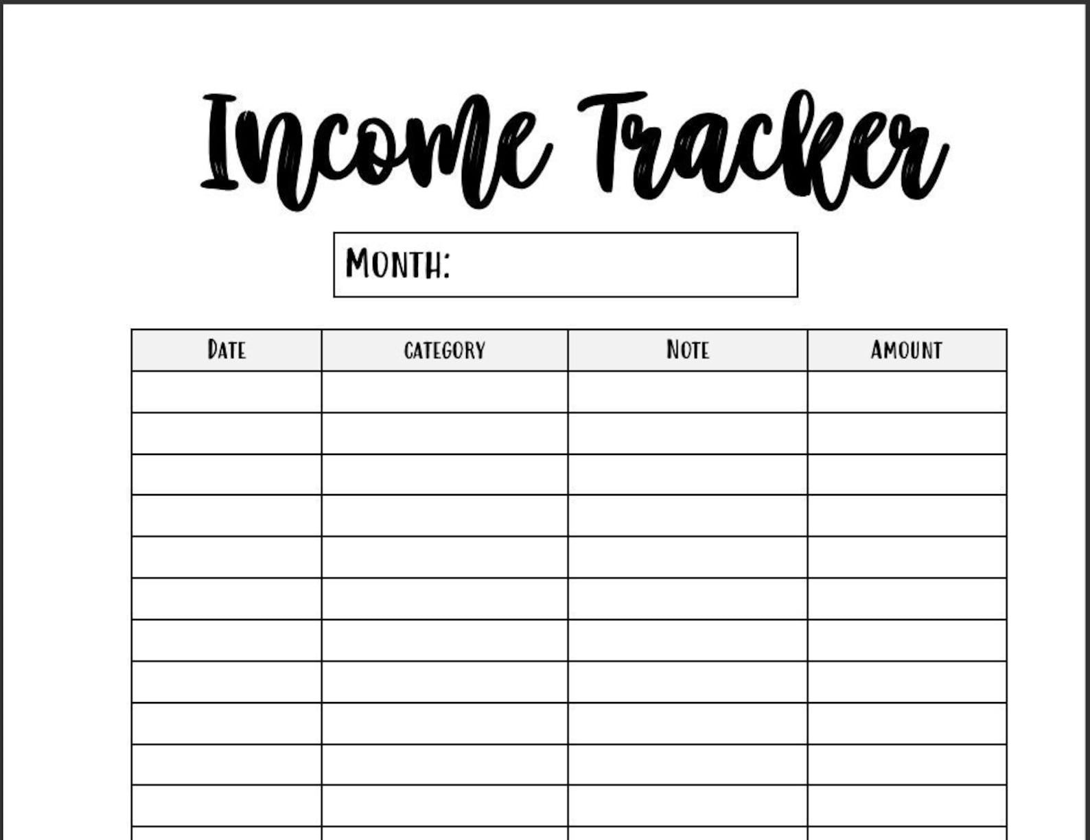 Income Tracker Printable - Etsy