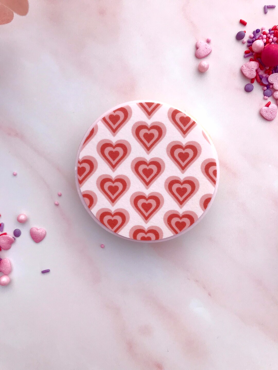 Valentines Day Edible Print Retro Heart Edible Image Pink and Red Cute ...