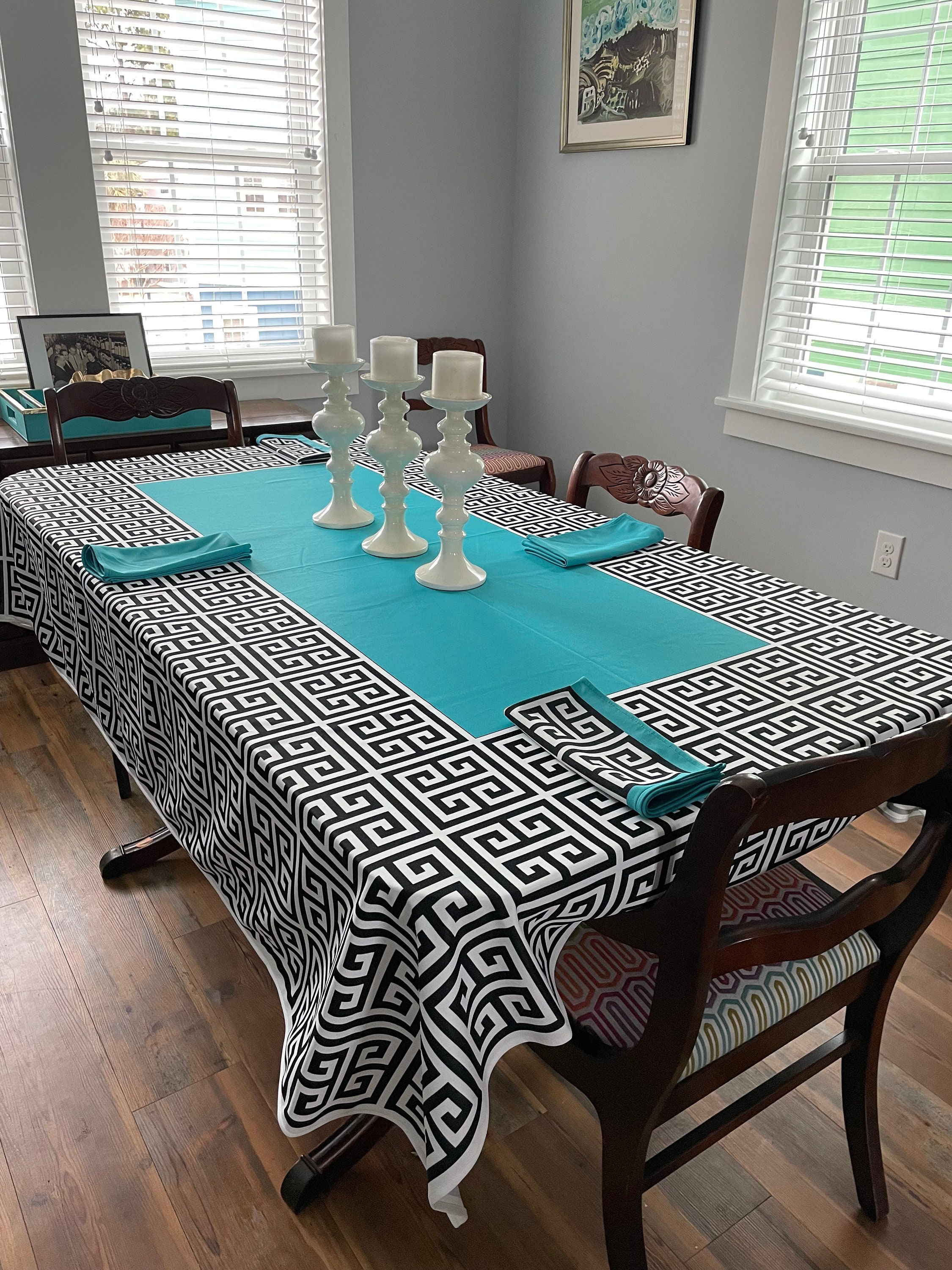 Greek Key Tablecloth & Matching Napkins, Made in the U.S.A. From ...