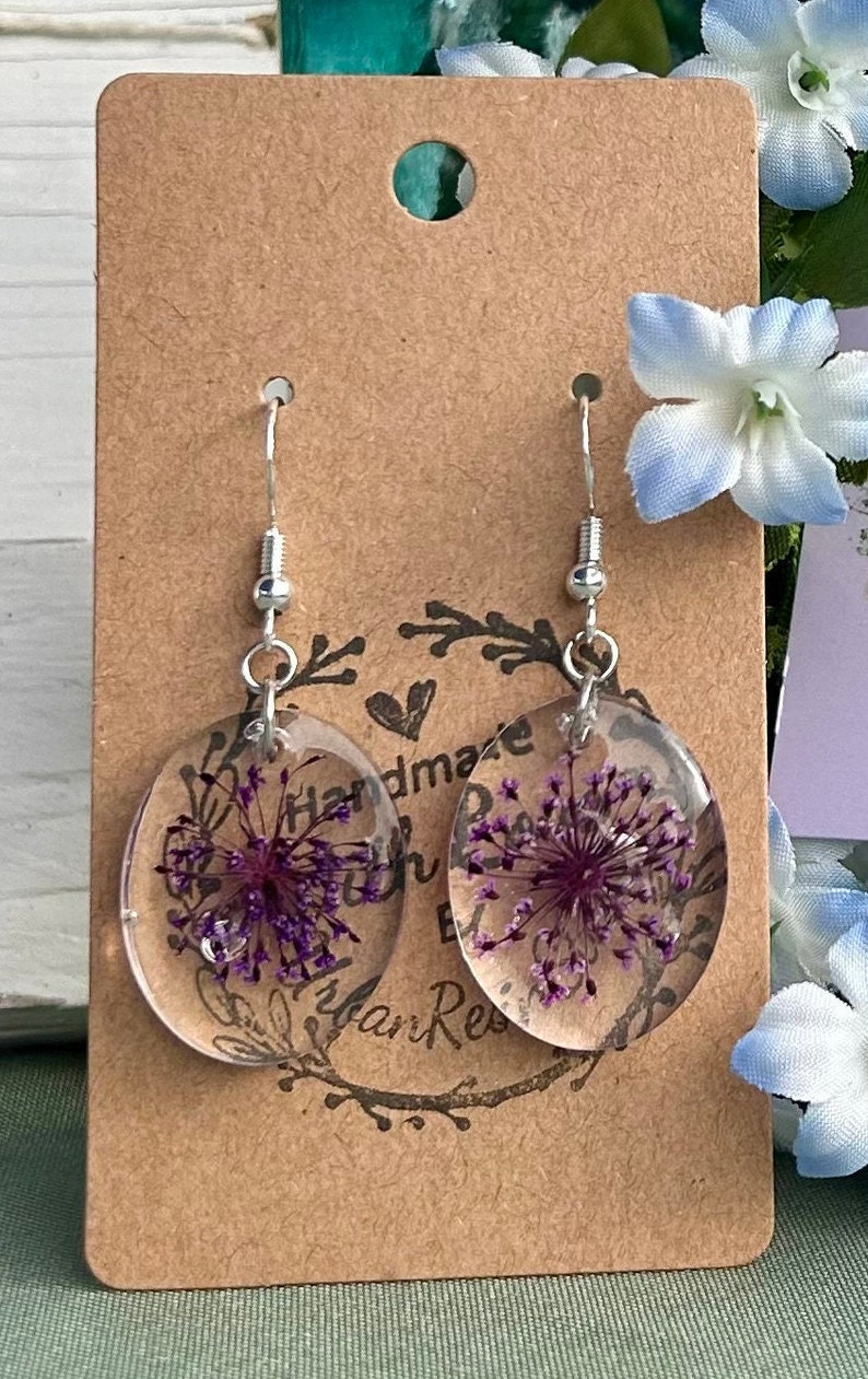 Handmade Resin Earrings Small Drop Shape With Hypoallergenic Silver ...