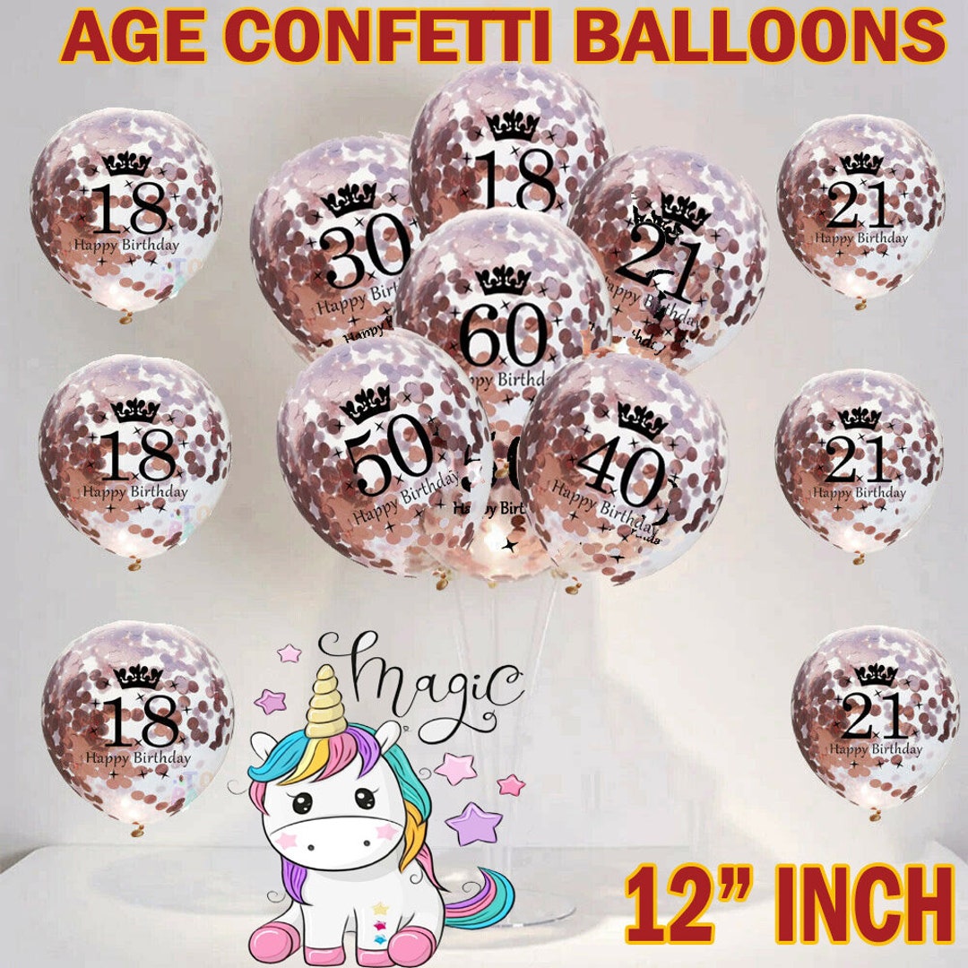 Rose Gold Age Birthday Balloons 16th 18th 21st 30th 40th Birthday AGE ...