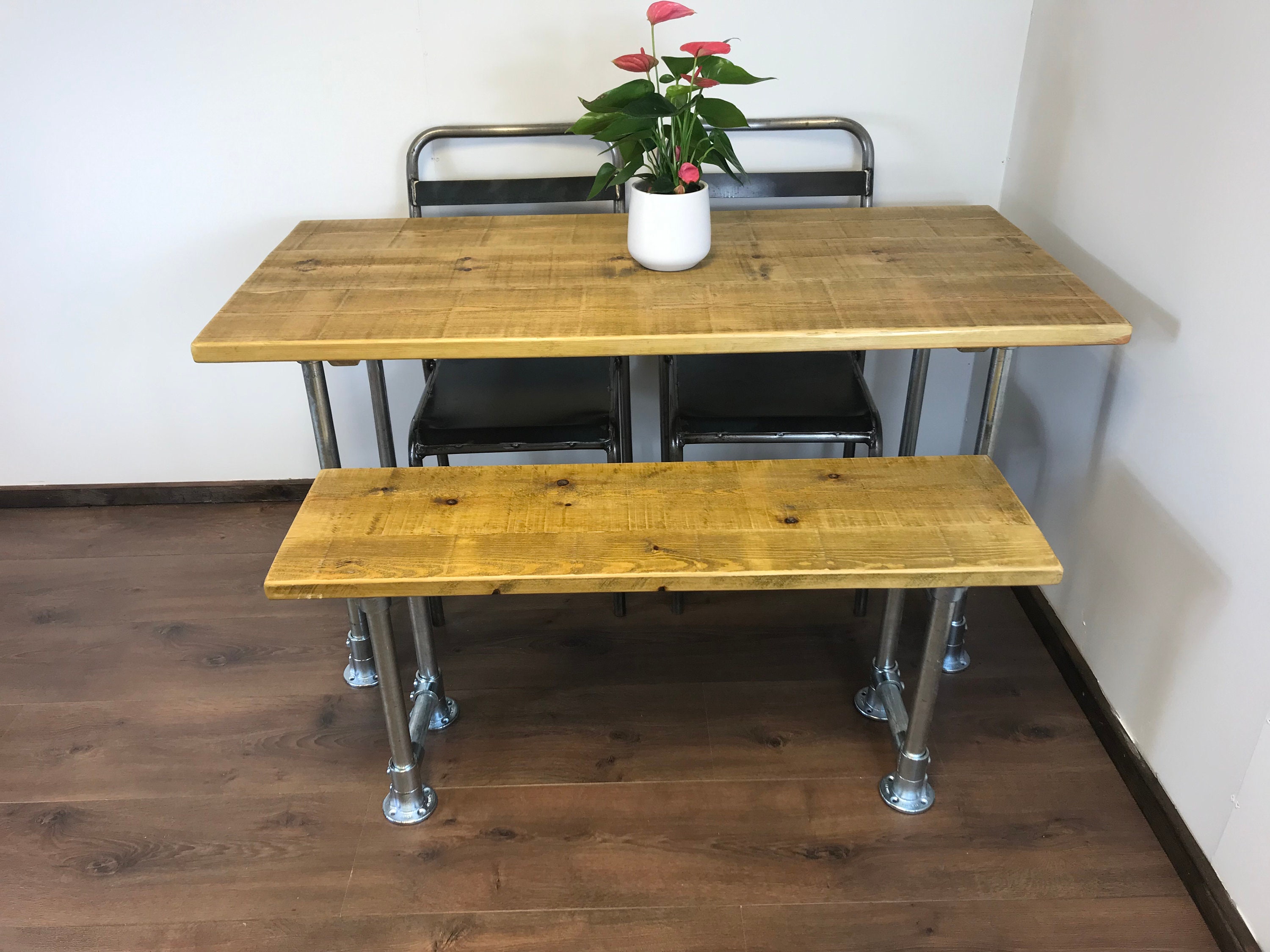 Scaffold Dining Table Dining Table and Bench Set With a - Etsy UK