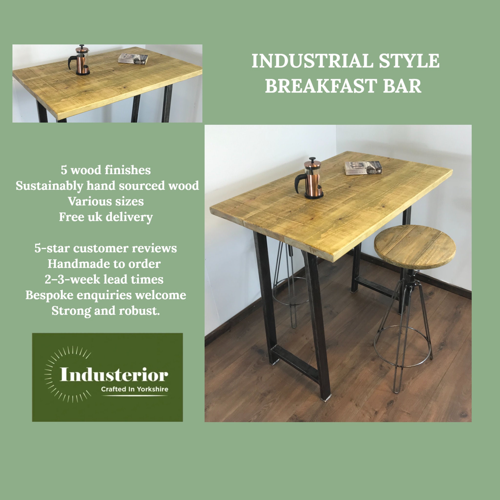 Industrial Rustic Breakfast Bar-stylish Breakfast Bar-free - Etsy UK