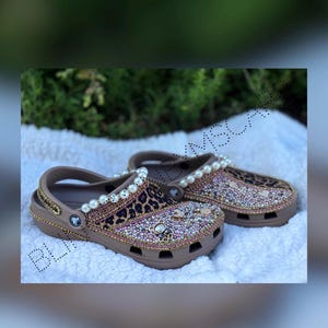 Leopard-bling Custom Crocs - Etsy