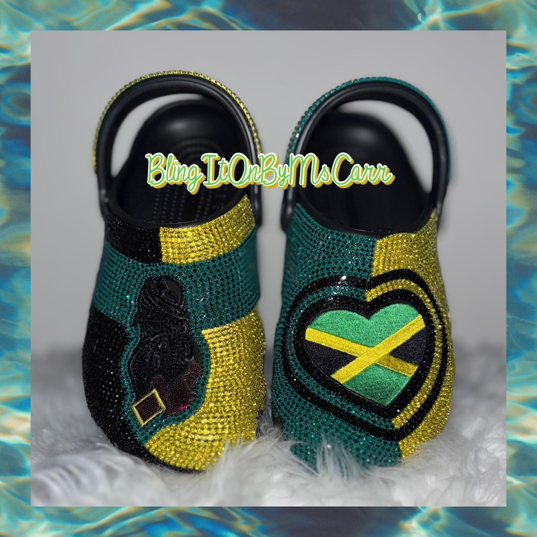 Jamaican Inspired Bling Crocs - Etsy