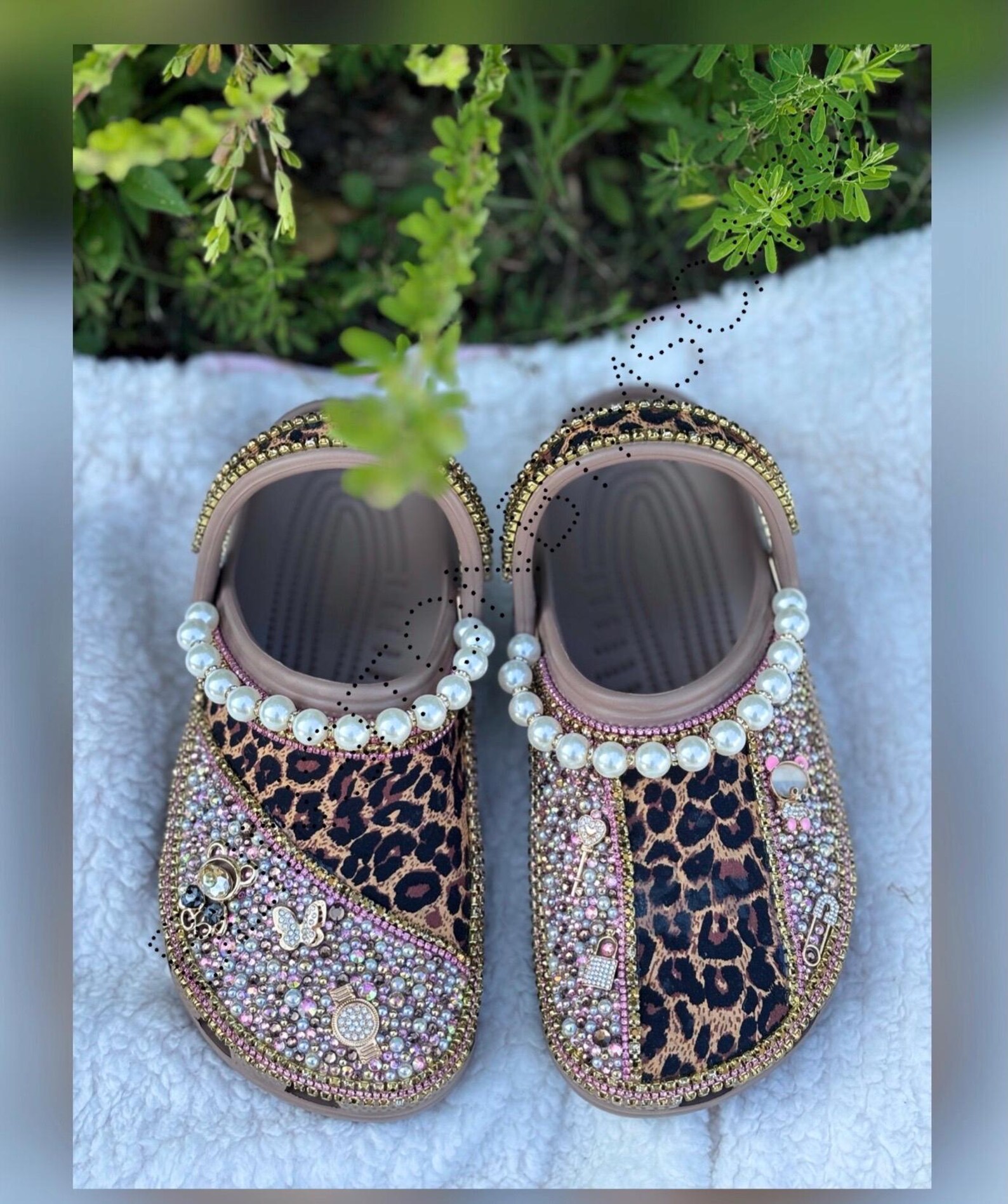 Leopard-bling Custom Crocs - Etsy