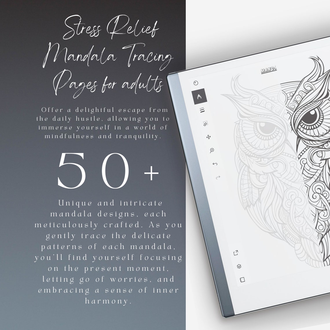 Stress Relief Adults Mandala Tracing Pages for Remarkable Tablet ...