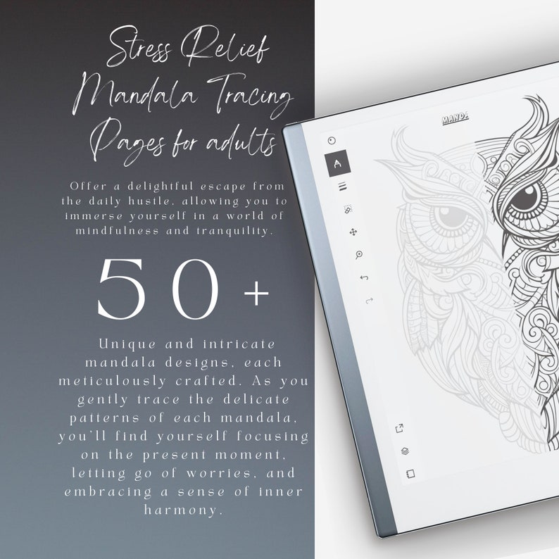 Stress Relief Adults Mandala Tracing Pages for Remarkable Tablet ...