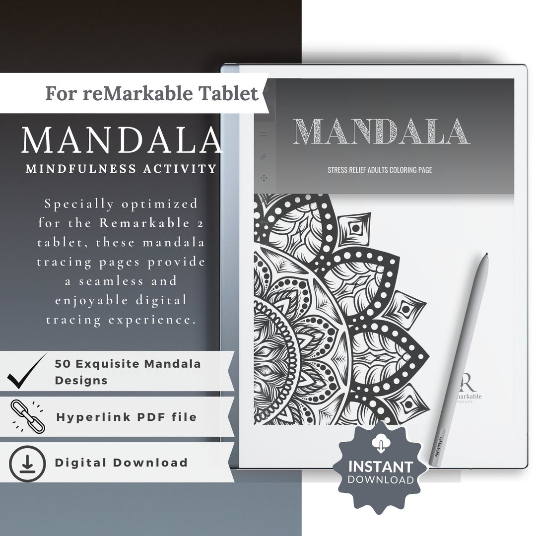 Stress Relief Adults Mandala Tracing Pages for Remarkable Tablet ...