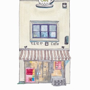 Japanese Storefront Painting With Watercolor Tokyo JAPAN Cafe - Etsy