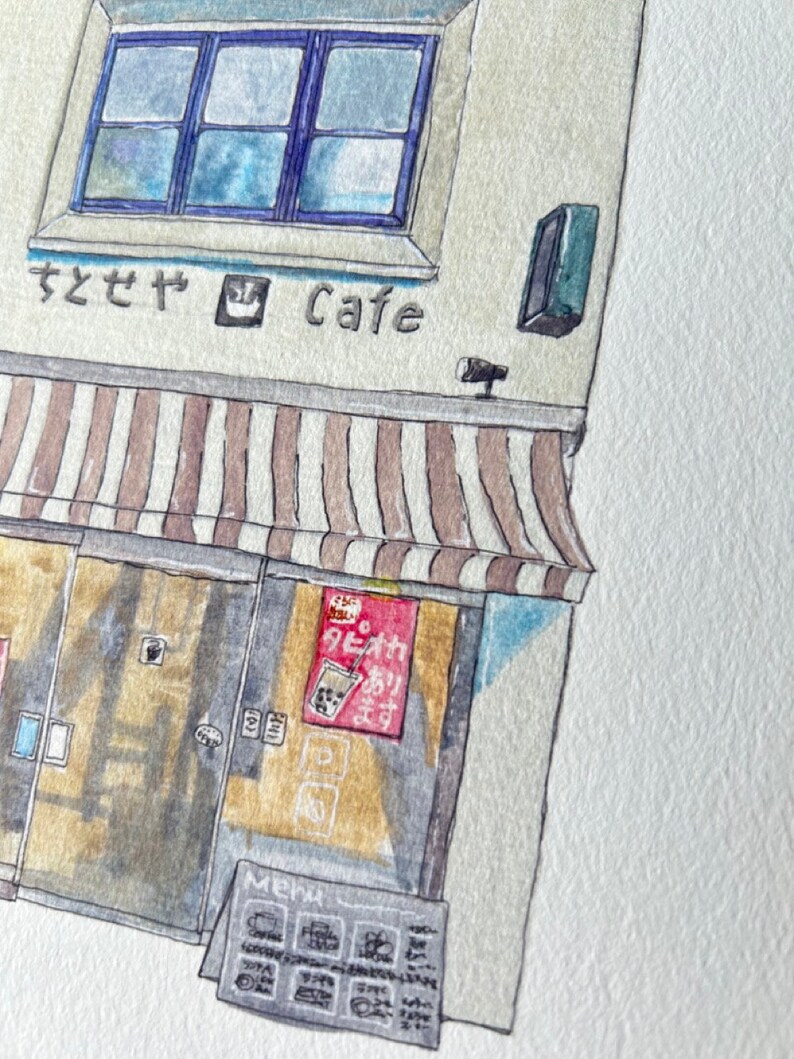 Japanese Storefront Painting With Watercolor Tokyo JAPAN Cafe - Etsy