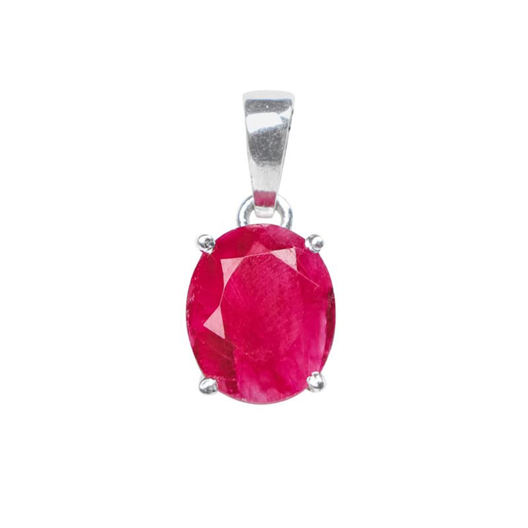 Faceted Red Ruby Pendant 925 Sterling Silver Gemstone Ruby Pendant ...