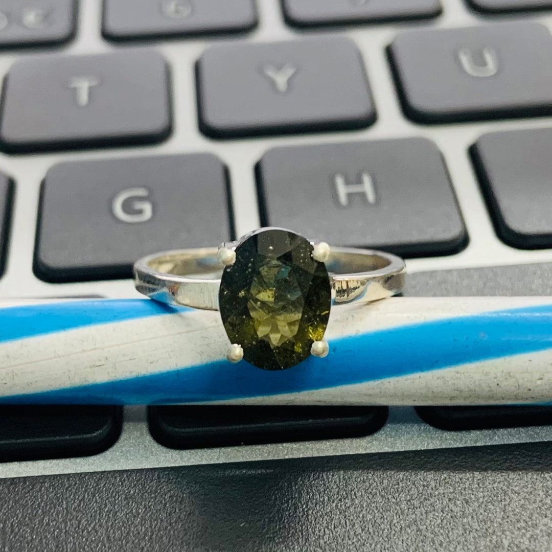 Natural Cut Moldavite Ring, Moldavite Sterling Silver Ring, Handmade ...