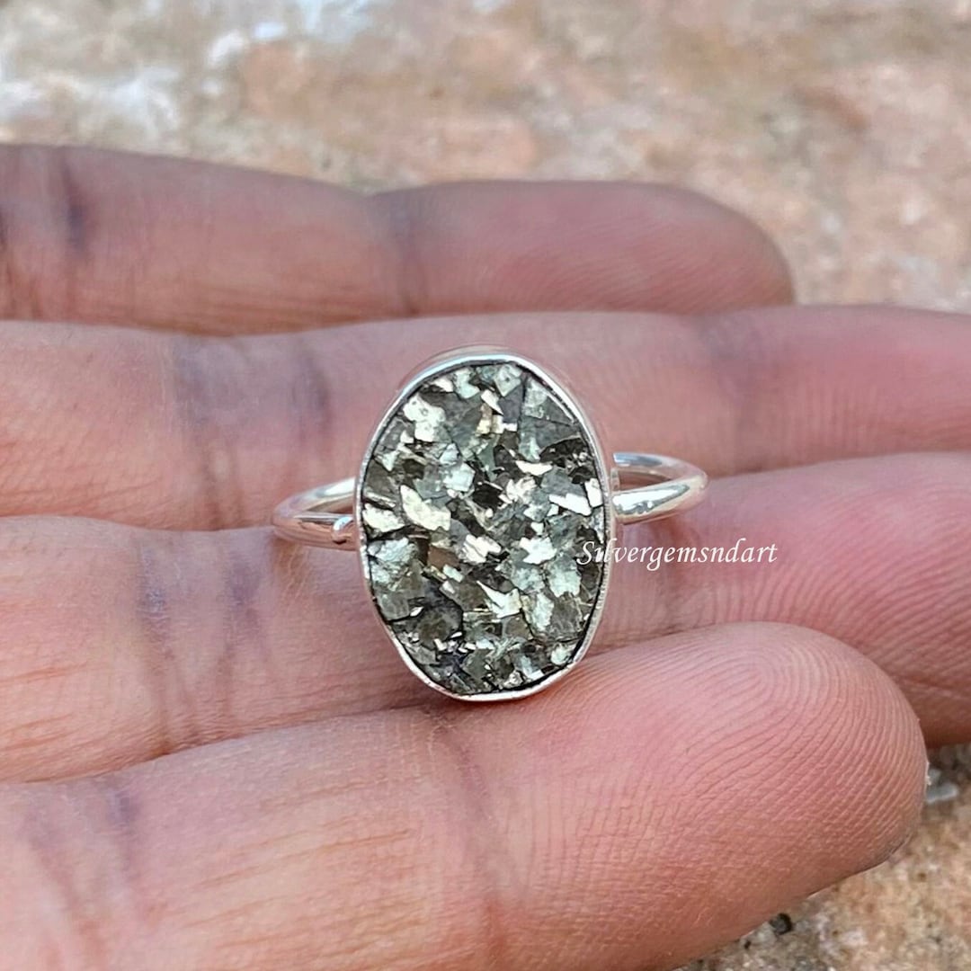 Raw Pyrite Ring, 925 Sterling Silver Ring, Rough Gemstone Ring ...