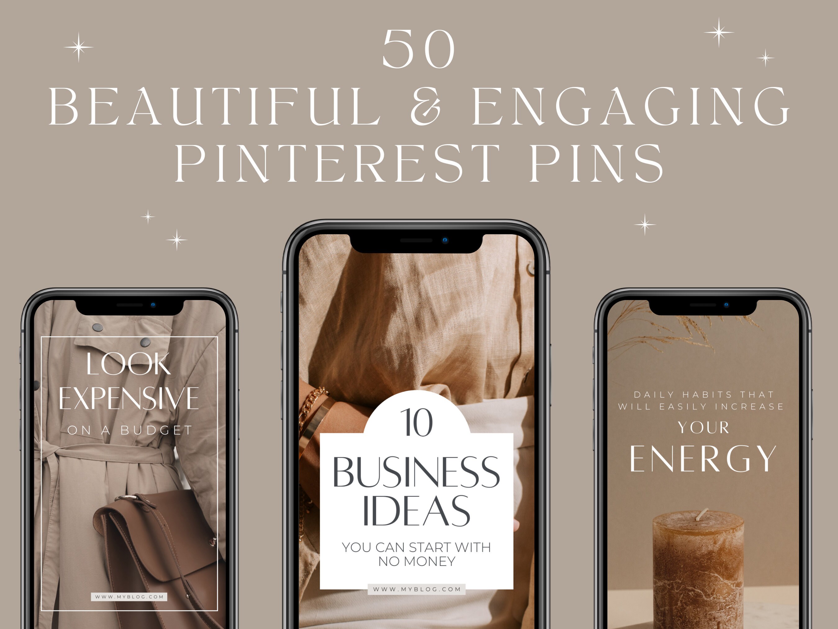 Pinterest Templates Canva Boho Pinterest Pin Templates Beige Pinterest ...