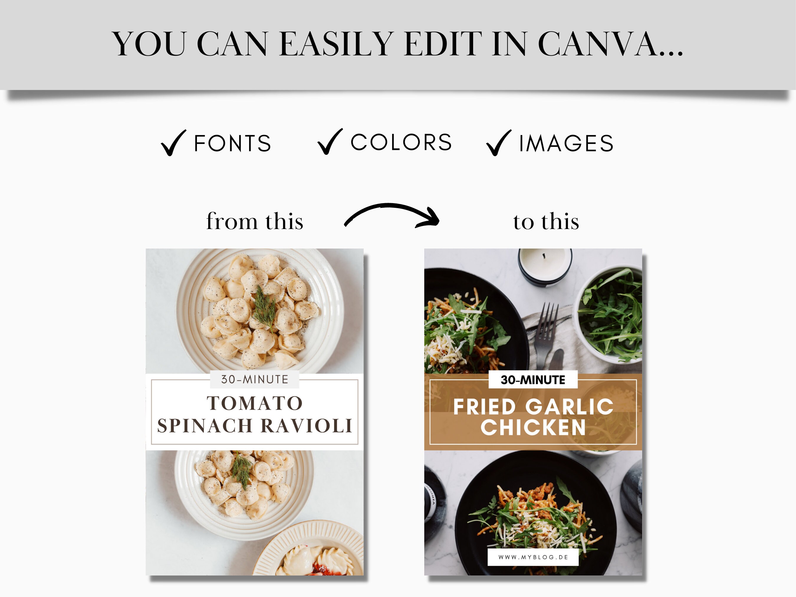 Pinterest Templates in Canva for Food Bloggers Pinterest Pins Canva ...