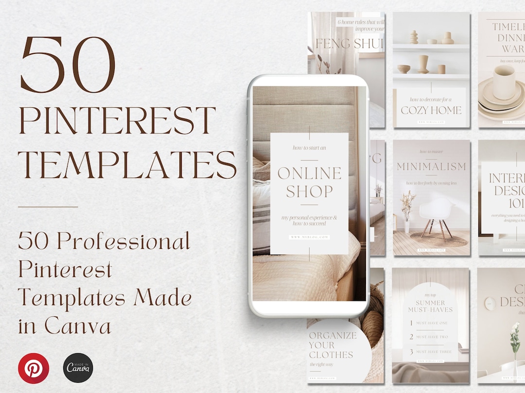 Pinterest Templates Neutral Pinterest Pins Canva Pinterest Marketing ...
