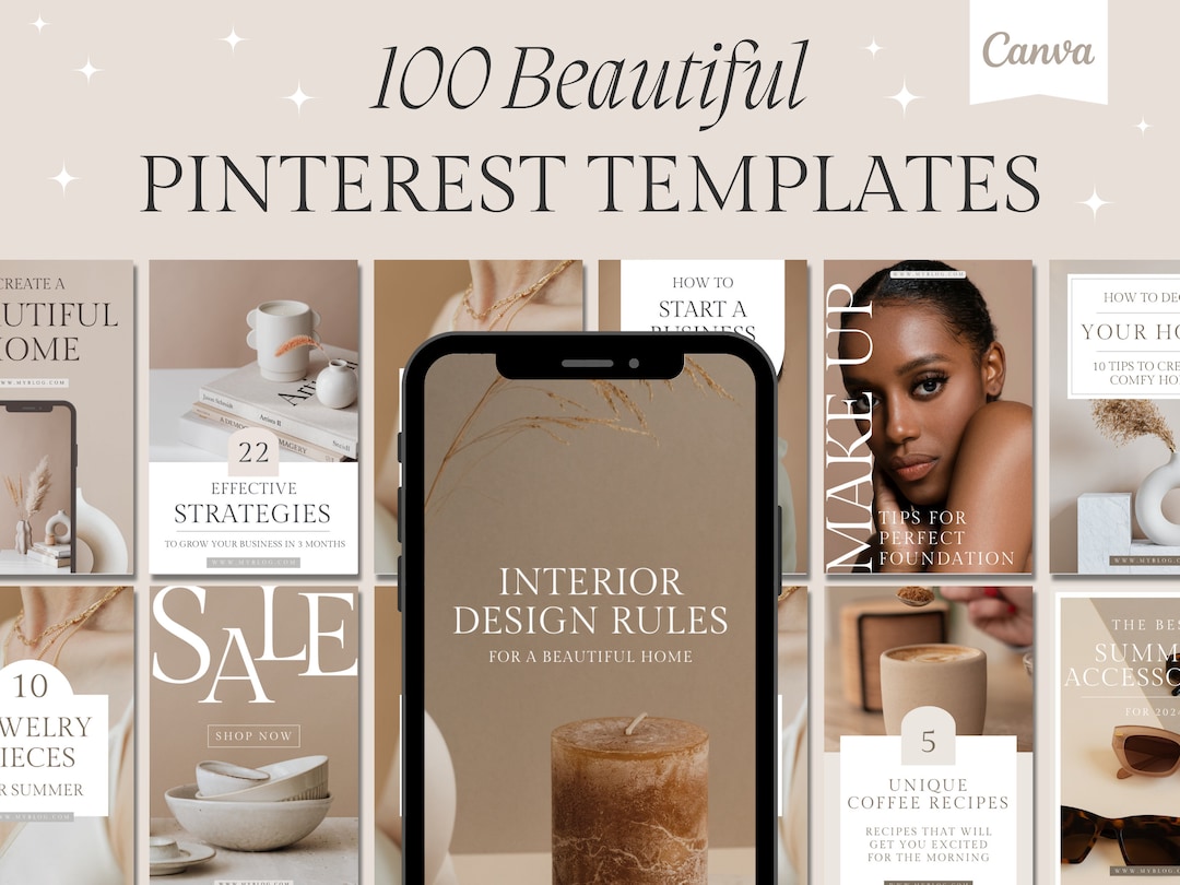 Pinterest Templates Beige Pinterest Pins Canva Pin Templates Canva ...