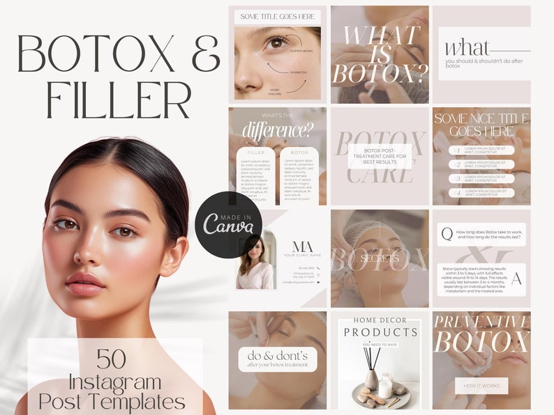 Instagram Templates Botox and Filler Instagram Post Templates Canva ...